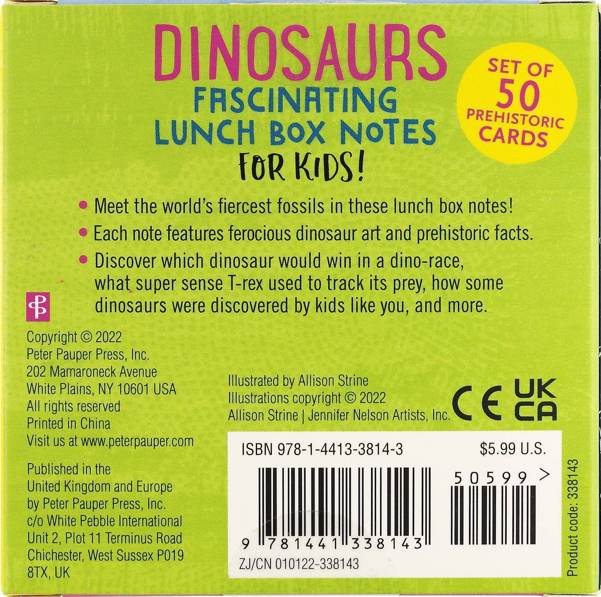 Peter Pauper Press - Dinosaurs Lunch Box Notes For Kids! (50 cards ...
