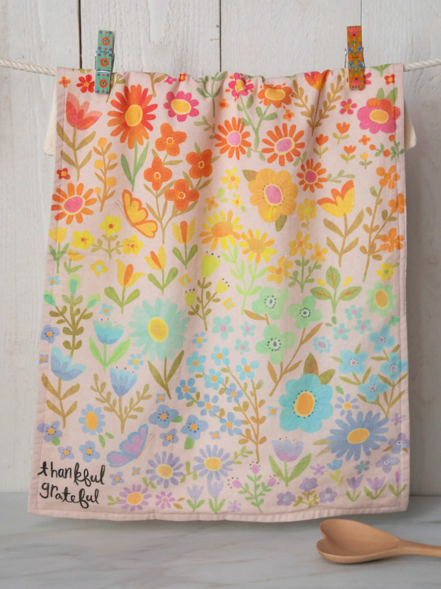 Natural Life Cotton Dish Towel - Thankful Grateful Floral – Anne-Paige