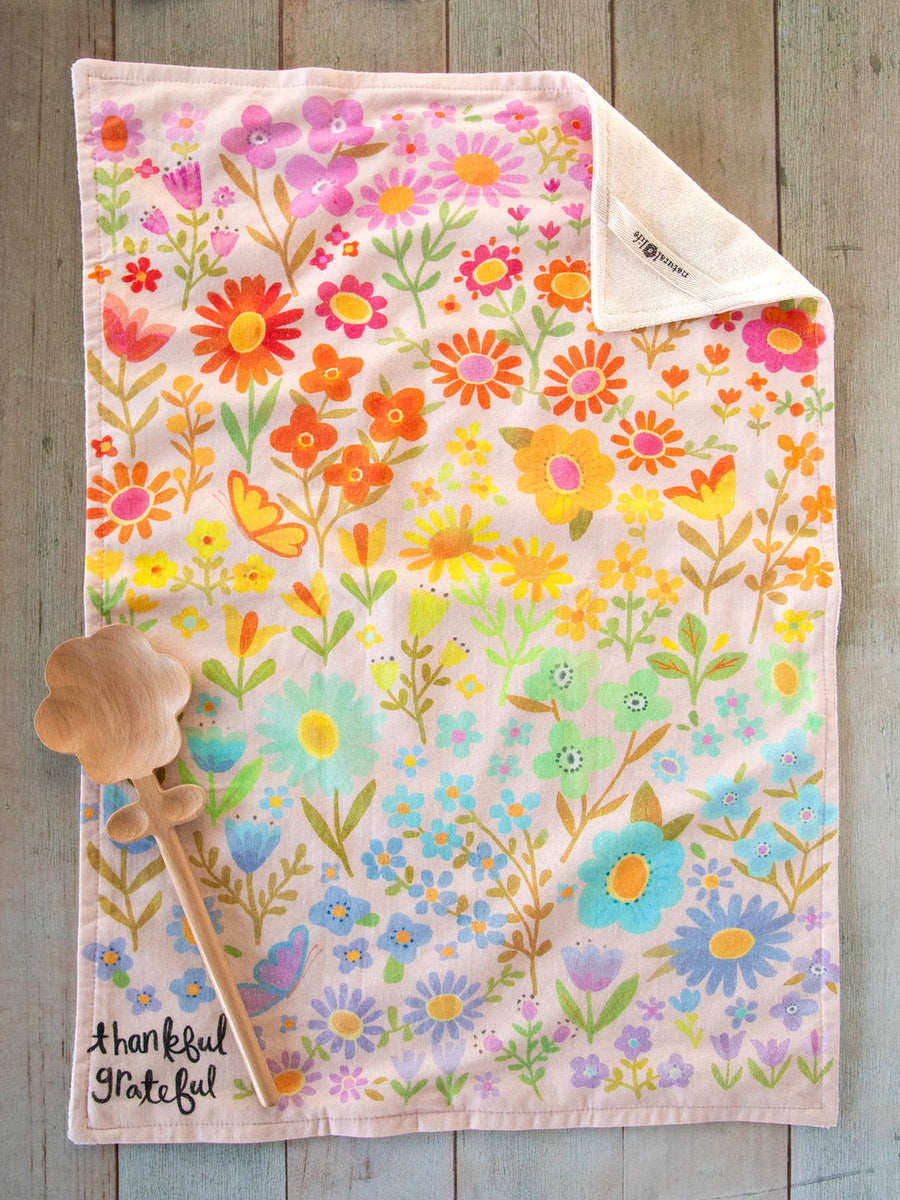 Natural Life Cotton Dish Towel - Thankful Grateful Floral – Anne-Paige